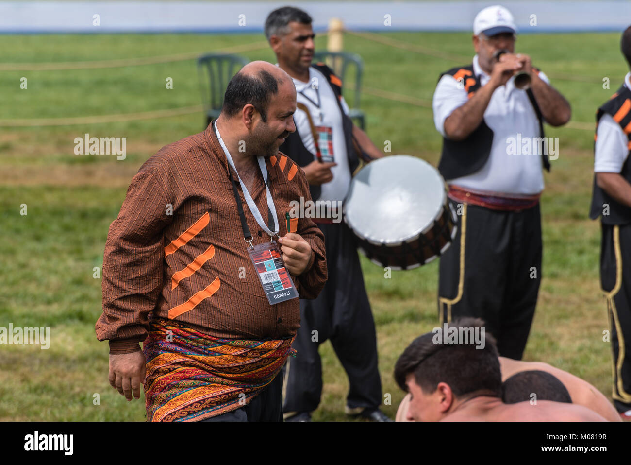 Unidentified people perform shalwar(shalvar or salvar) guresi,(kuroshio ...
