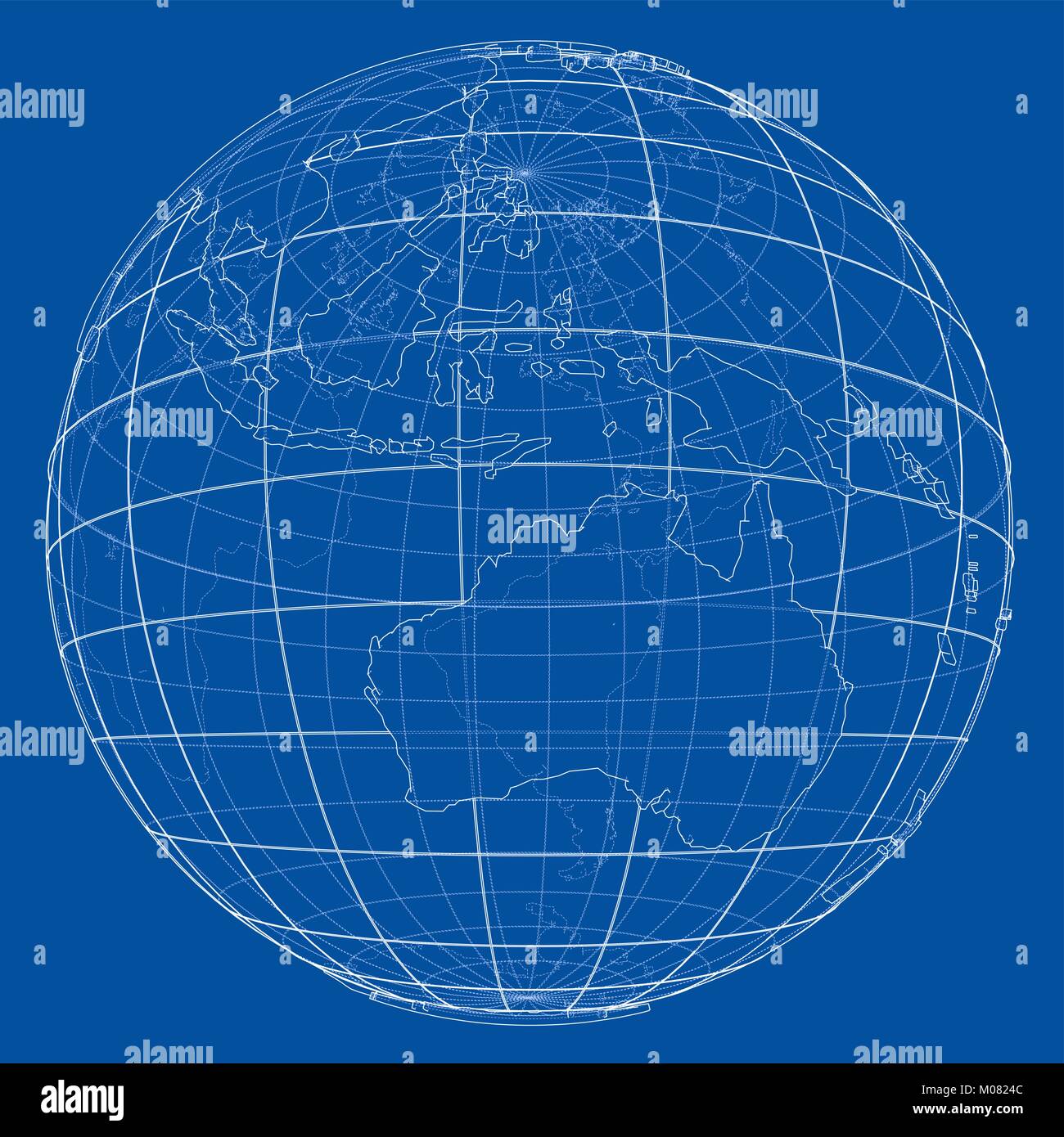 Globe contour. Vector rendering of 3d Stock Vector Image & Art - Alamy