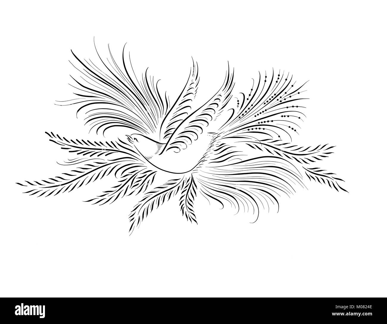 Calligraphy Bird Flourish