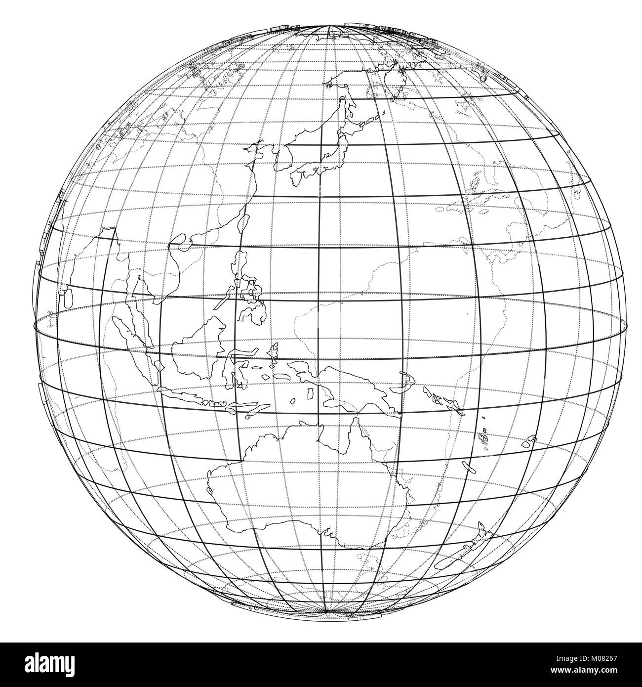 Globe contour. Vector rendering of 3d Stock Vector Image & Art - Alamy
