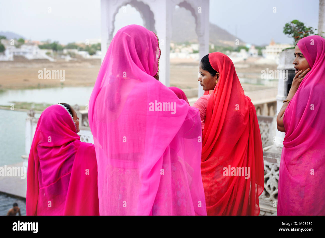 JUN 16, 2010 Pushkar, India - Indian women in sari near sacred Lake ...