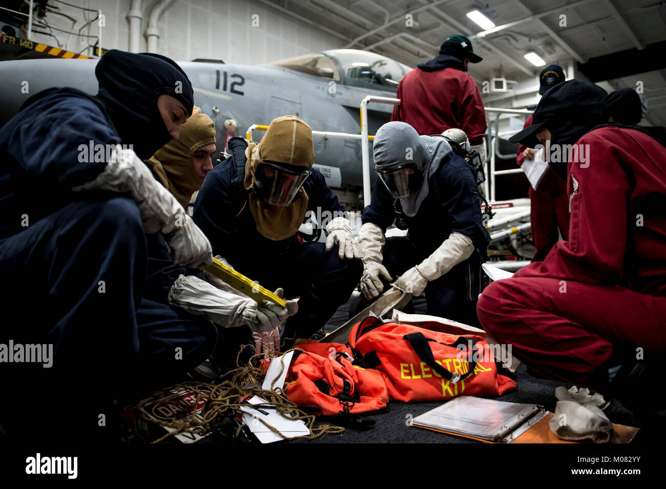 ARABIAN GULF (Jan. 16, 2018) Sailors inventory an electrical damage ...