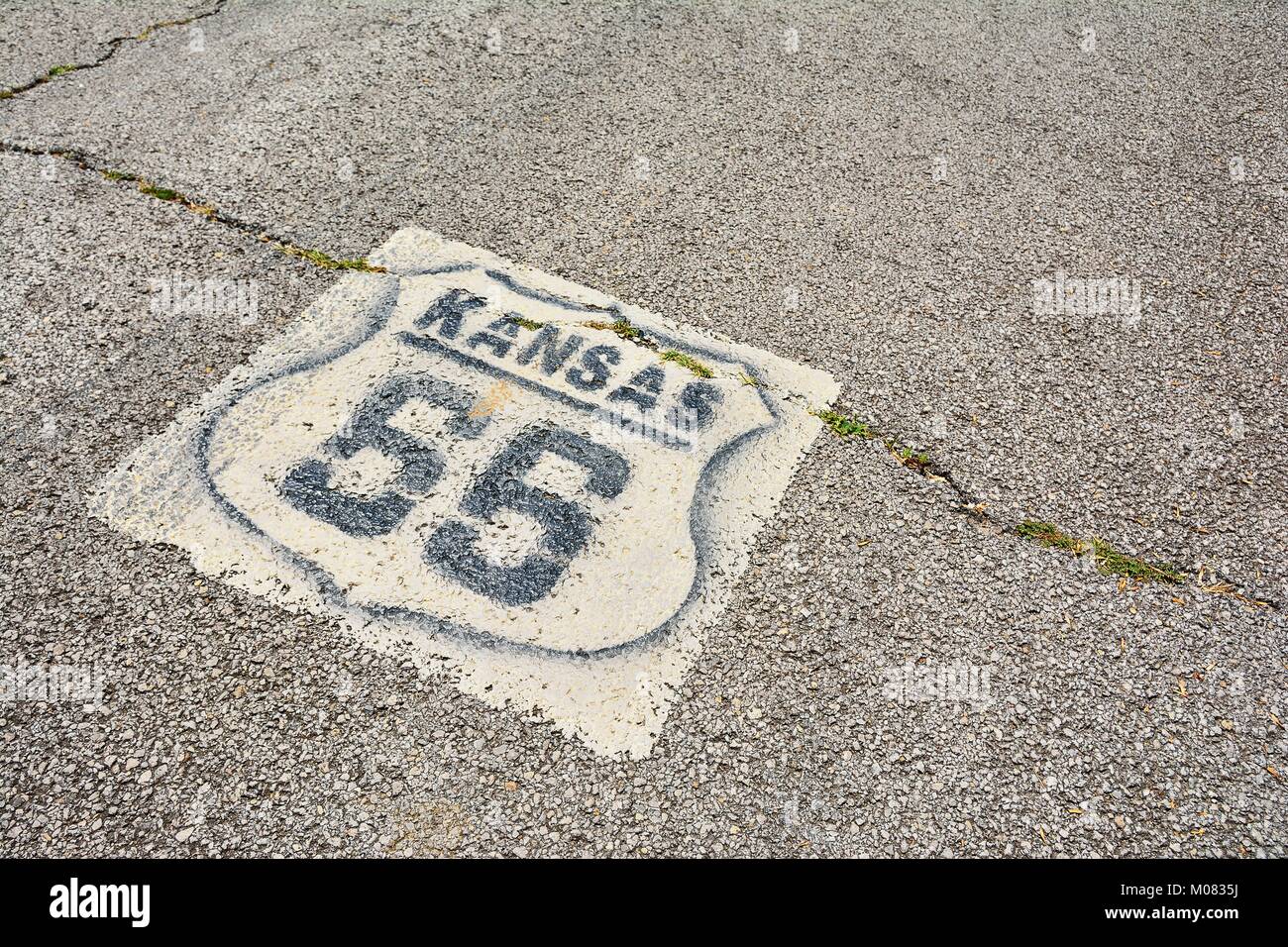 Kansas route 66 painted road sign hi-res stock photography and images ...