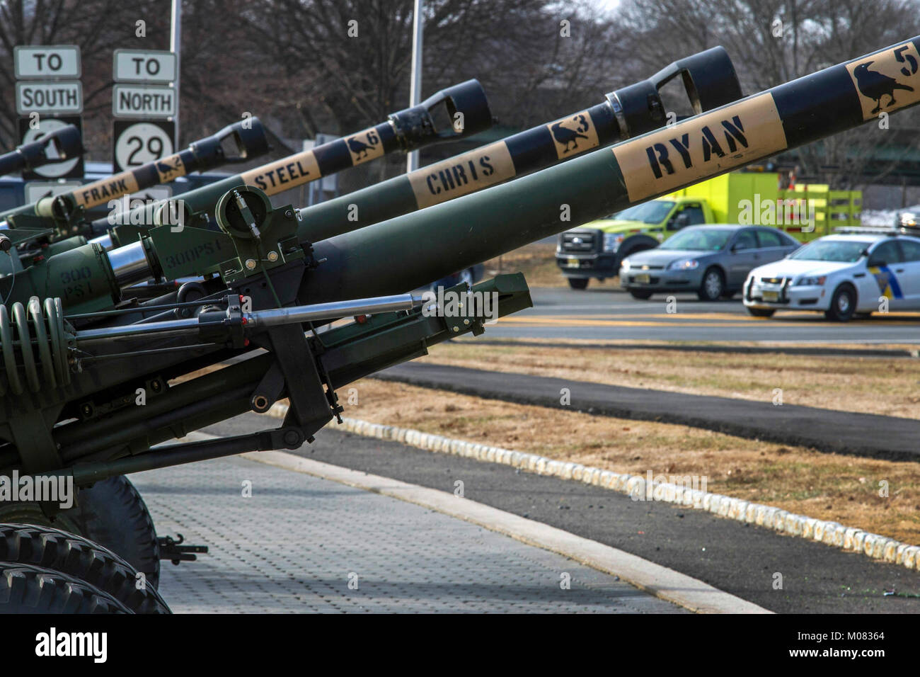 U.S. Army M119A3 howitzers with A Battery, 3-112th Field Artillery, New ...