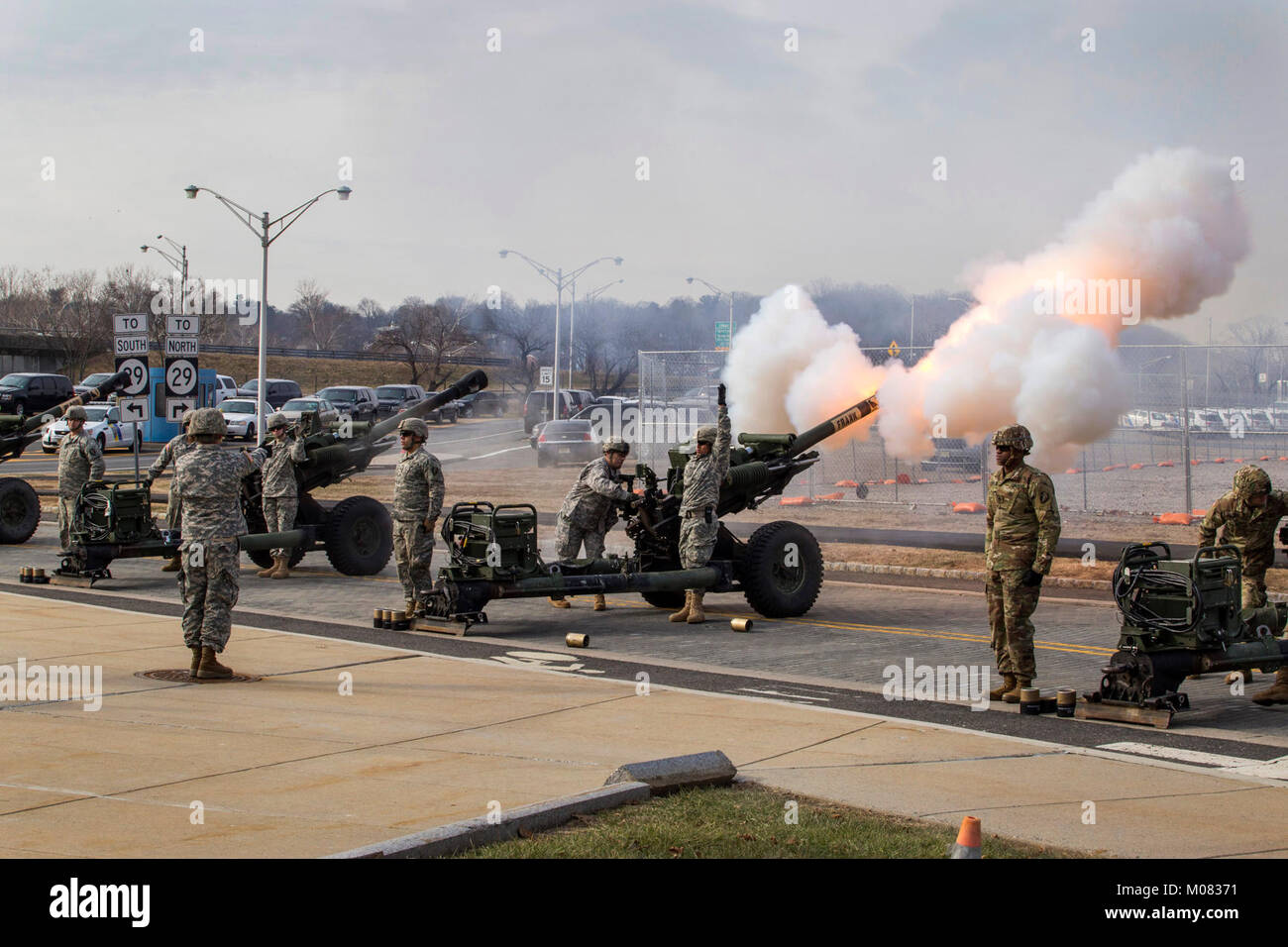 U.S. Army Soldiers with A Battery, 3-112th Field Artillery, New Jersey Army National Guard, fire ...