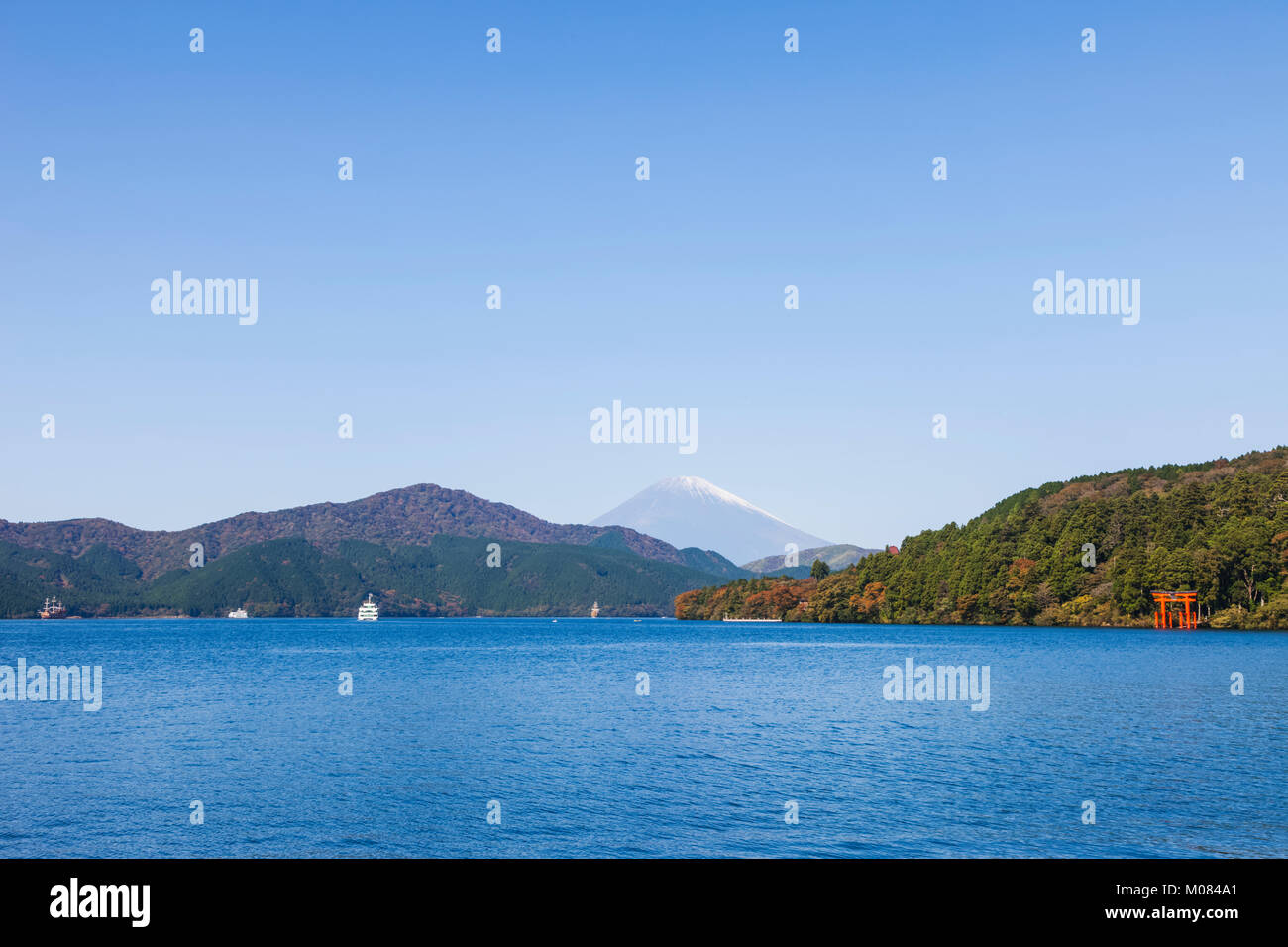 Japan, Honshu, Fuji-Hakone-Izu National Park, Lake Ashinoko and Mt.Fuji ...
