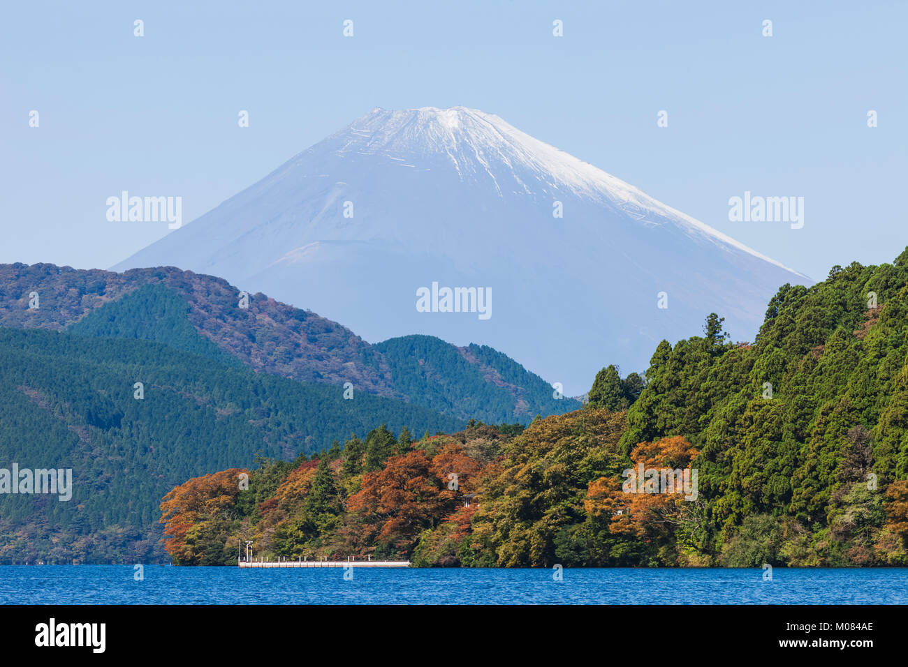 Japan, Honshu, Fuji-Hakone-Izu National Park, Lake Ashinoko and Mt.Fuji ...
