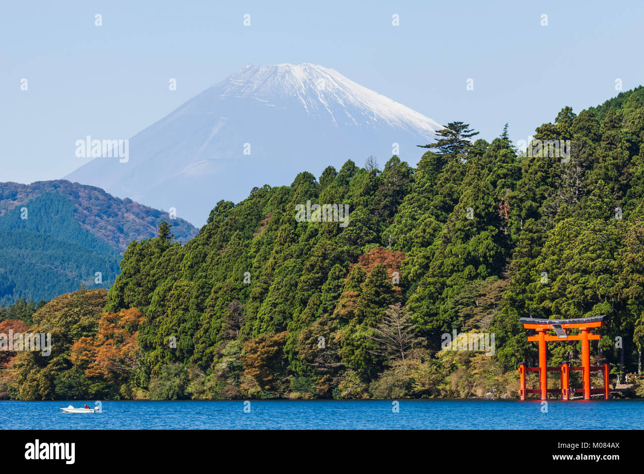 Japan, Honshu, Fuji-Hakone-Izu National Park, Lake Ashinoko and Mt.Fuji ...