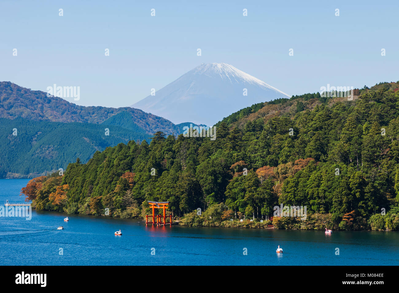 Japan, Honshu, Fuji-Hakone-Izu National Park, Lake Ashinoko and Mt.Fuji ...