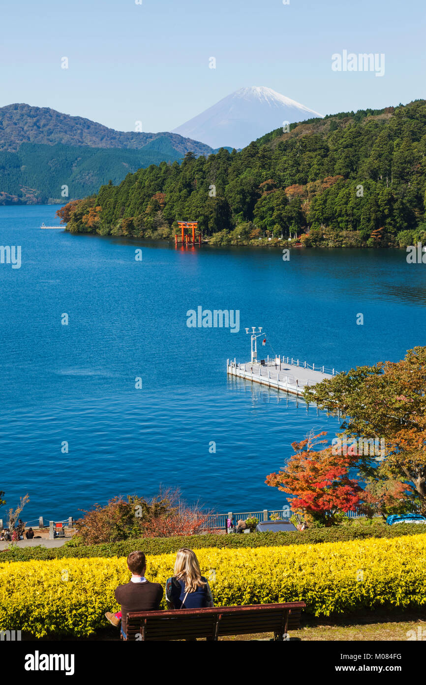 Japan, Honshu, Fuji-Hakone-Izu National Park, Lake Ashinoko and Mt.Fuji ...