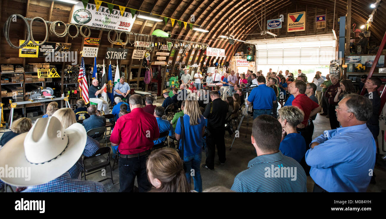 Agriculture Secretary Sonny Perdue participates in a discussion of the ...
