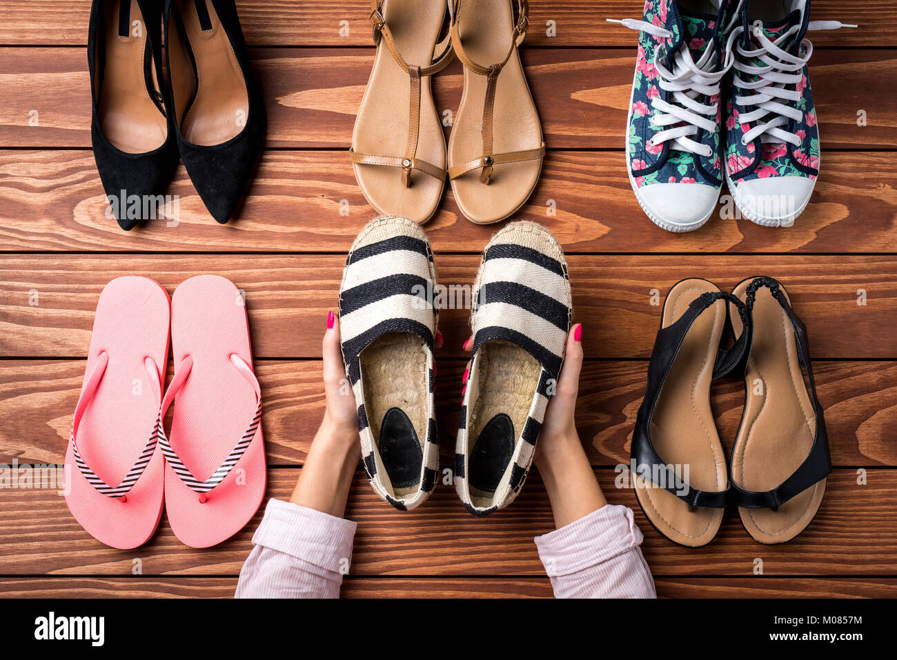 Woman's shoes collection. Fashion background Stock Photo - Alamy