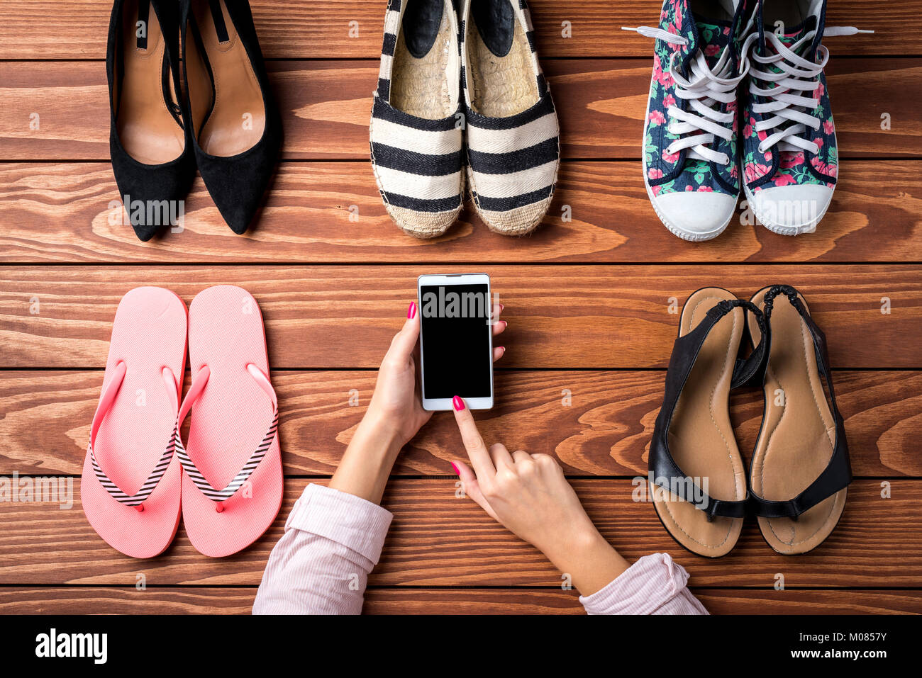 Woman's shoes collection. Fashion background Stock Photo - Alamy