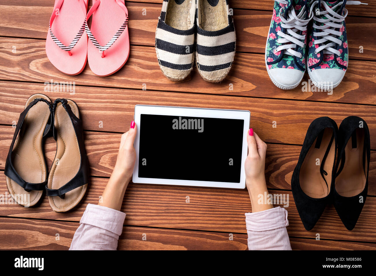 Woman's shoes collection. Fashion background Stock Photo - Alamy