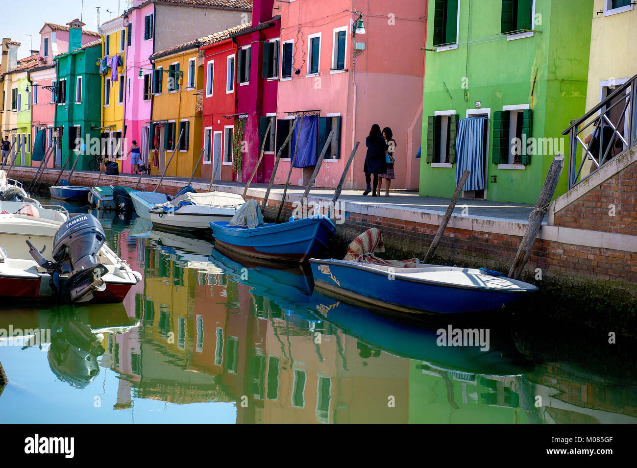 The Island of Burano near Venice, Italy, famous for its pretty multi ...