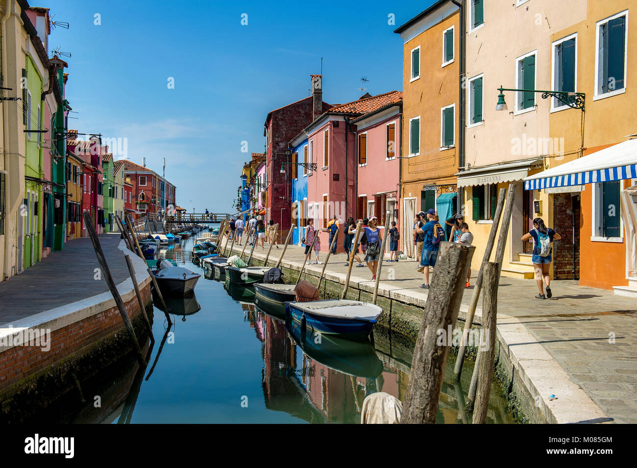 The Island of Burano near Venice, Italy, famous for its pretty multi ...