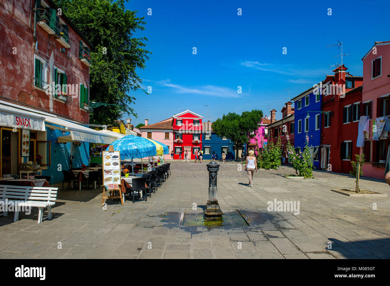 The Island of Burano near Venice, Italy, famous for its pretty multi ...