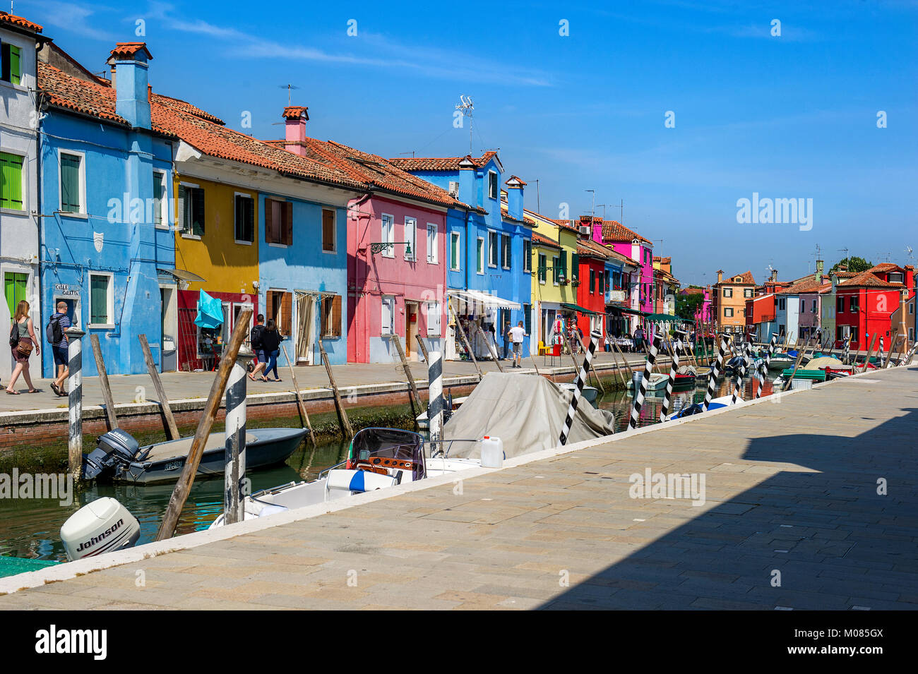 The Island of Burano near Venice, Italy, famous for its pretty multi ...