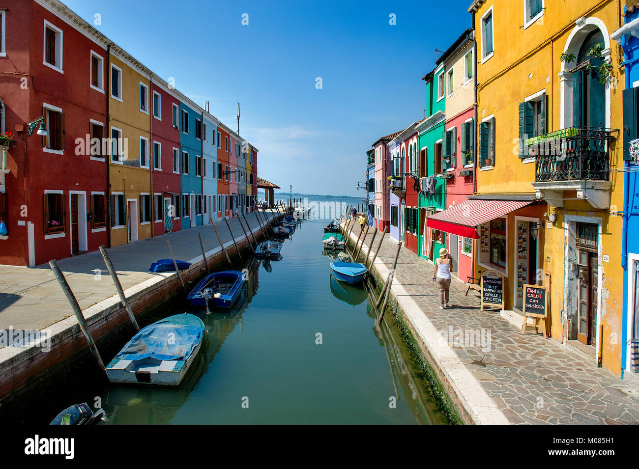 The Island of Burano near Venice, Italy, famous for its pretty multi ...