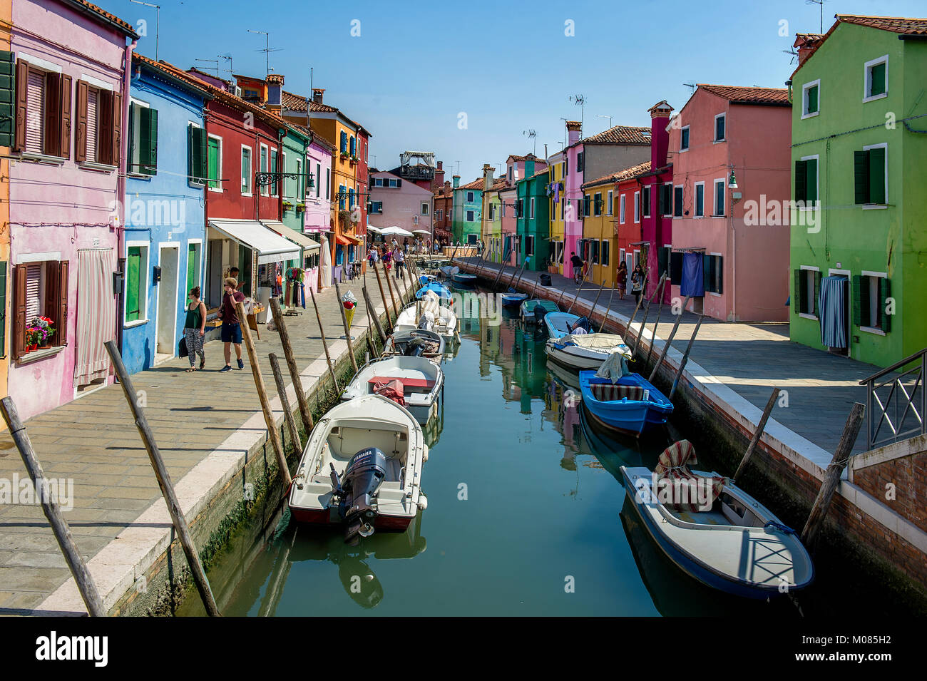 The Island of Burano near Venice, Italy, famous for its pretty multi ...