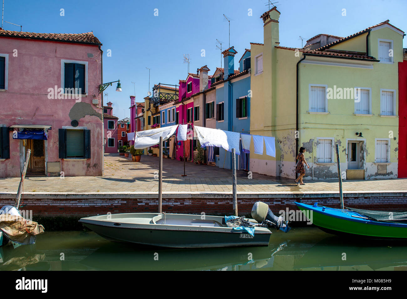 The Island of Burano near Venice, Italy, famous for its pretty multi ...