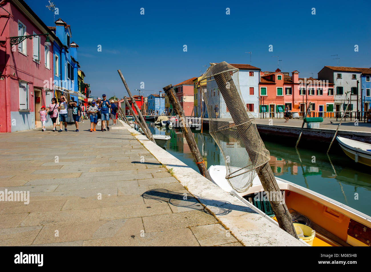 The Island of Burano near Venice, Italy, famous for its pretty multi ...