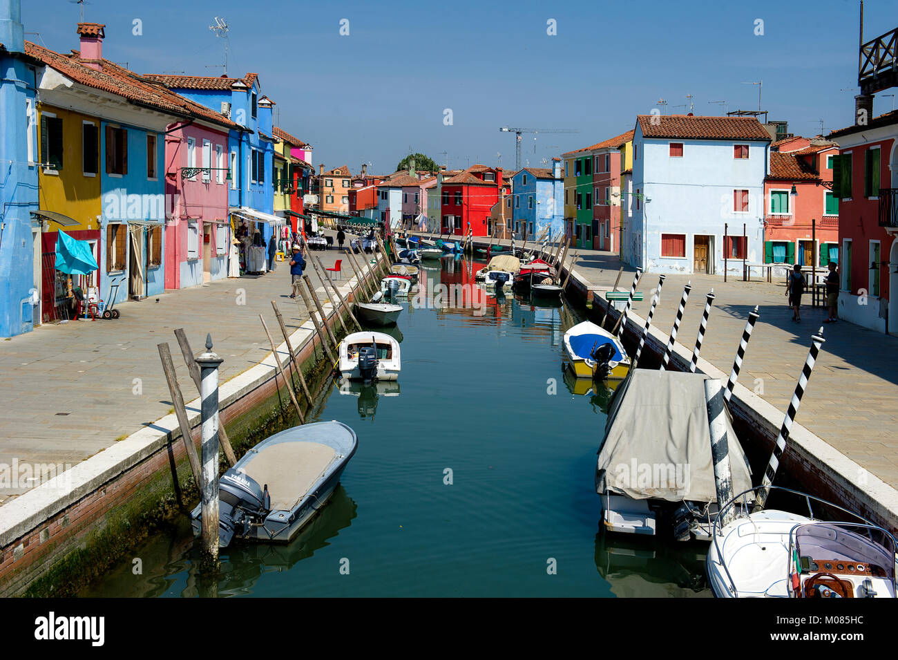 The Island of Burano near Venice, Italy, famous for its pretty multi ...