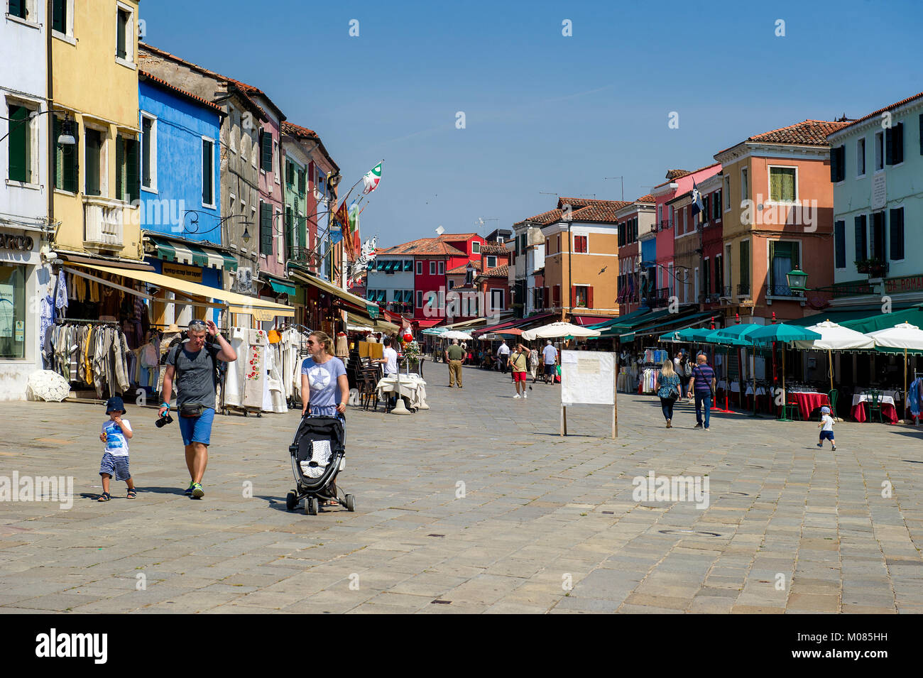 The Island of Burano near Venice, Italy, famous for its pretty multi ...