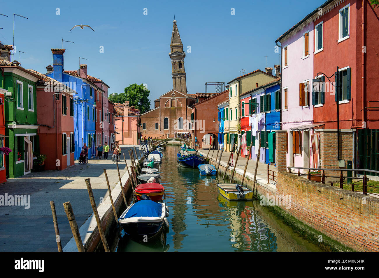 The Island of Burano near Venice, Italy, famous for its pretty multi ...