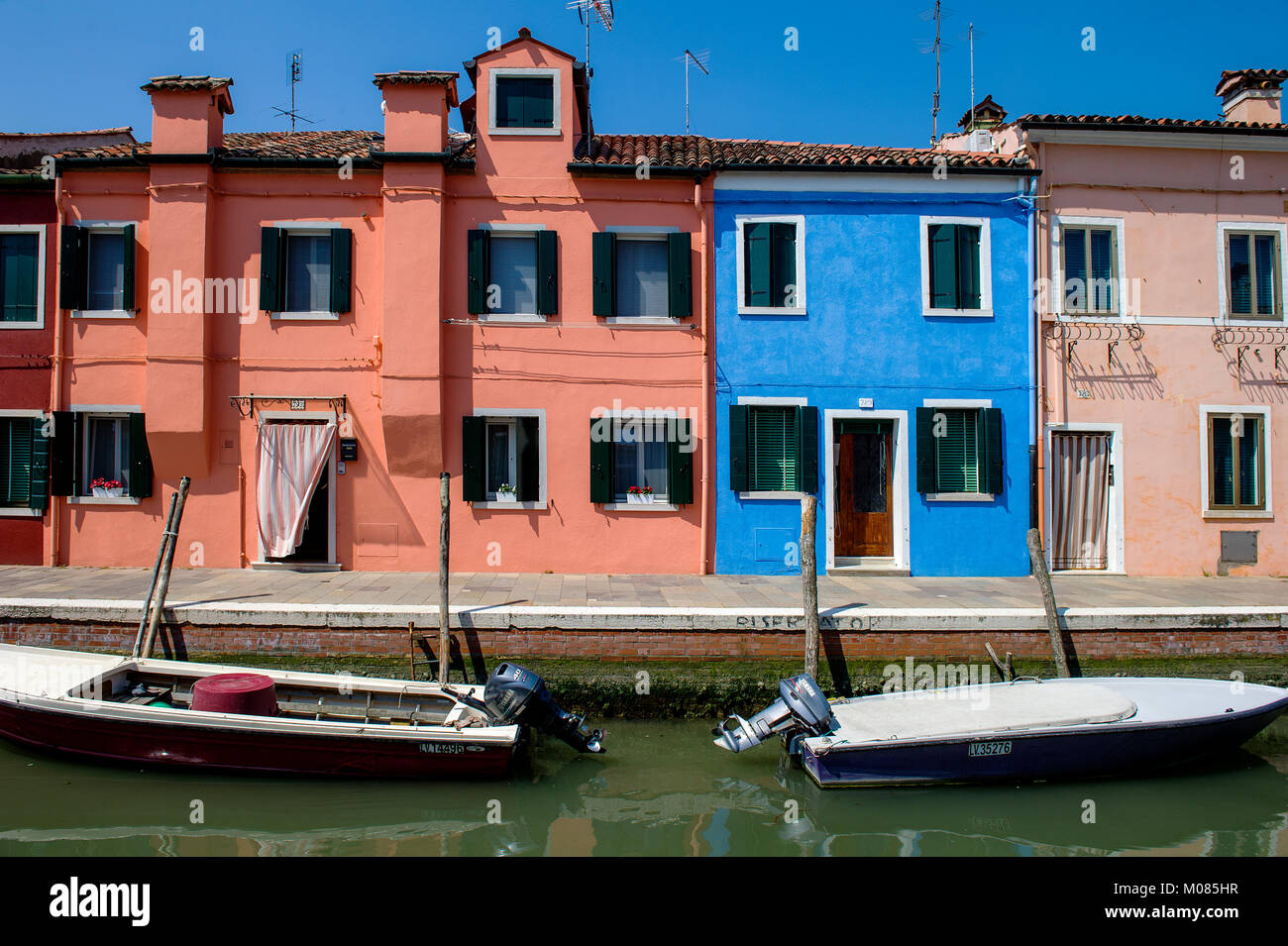 The Island of Burano near Venice, Italy, famous for its pretty multi ...