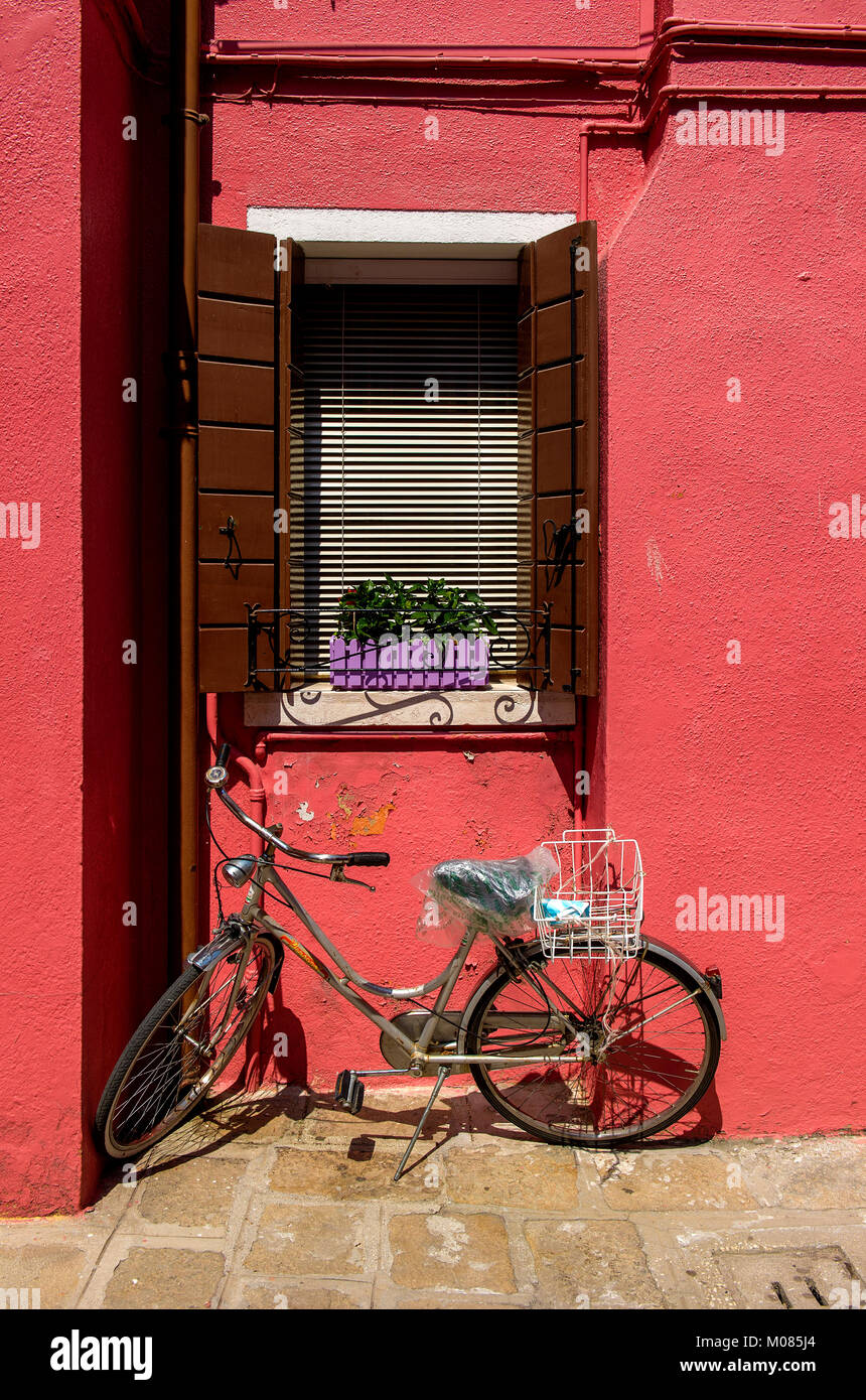 The Island of Burano near Venice, Italy, famous for its pretty multi ...