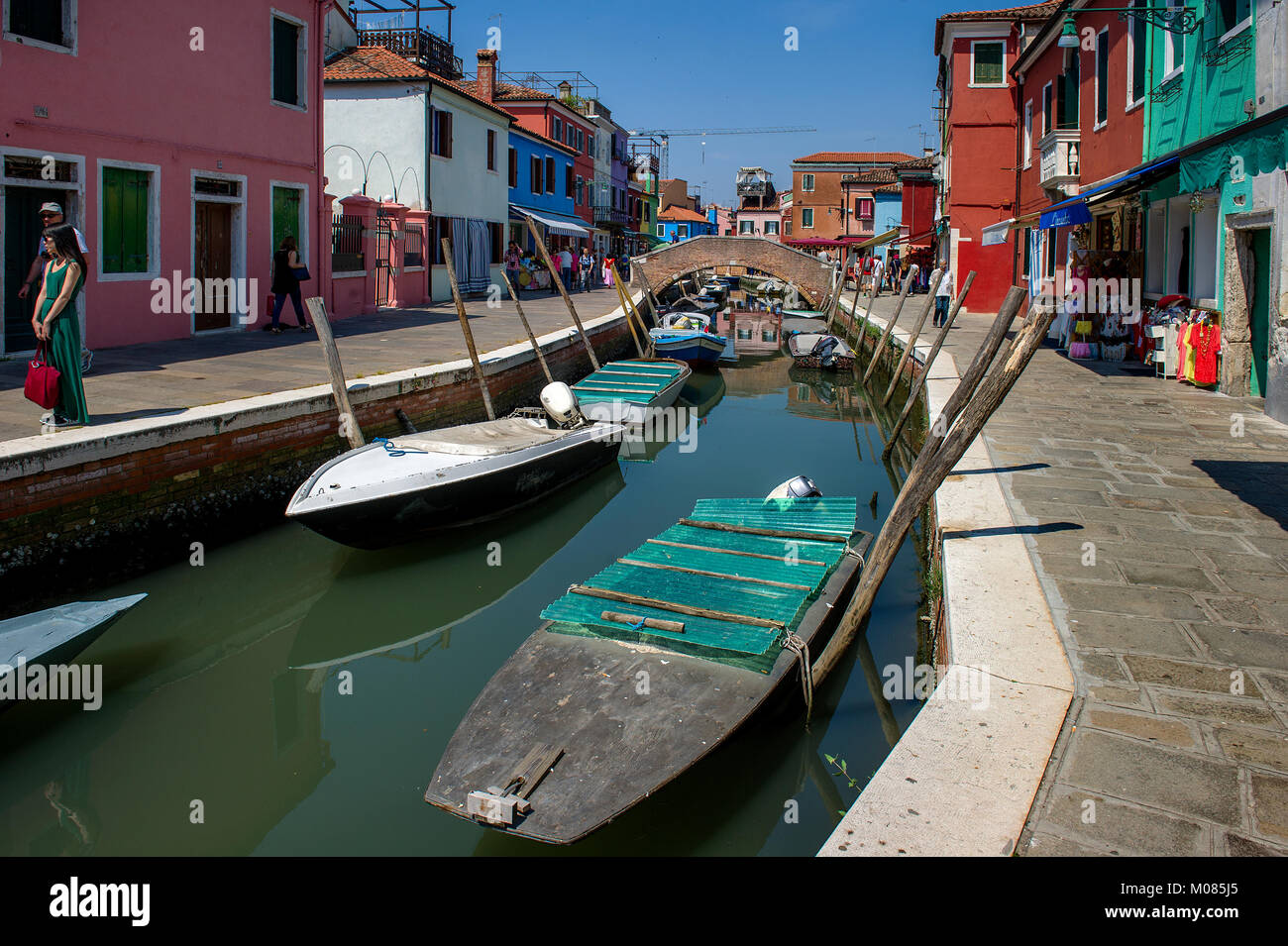 The Island of Burano near Venice, Italy, famous for its pretty multi ...