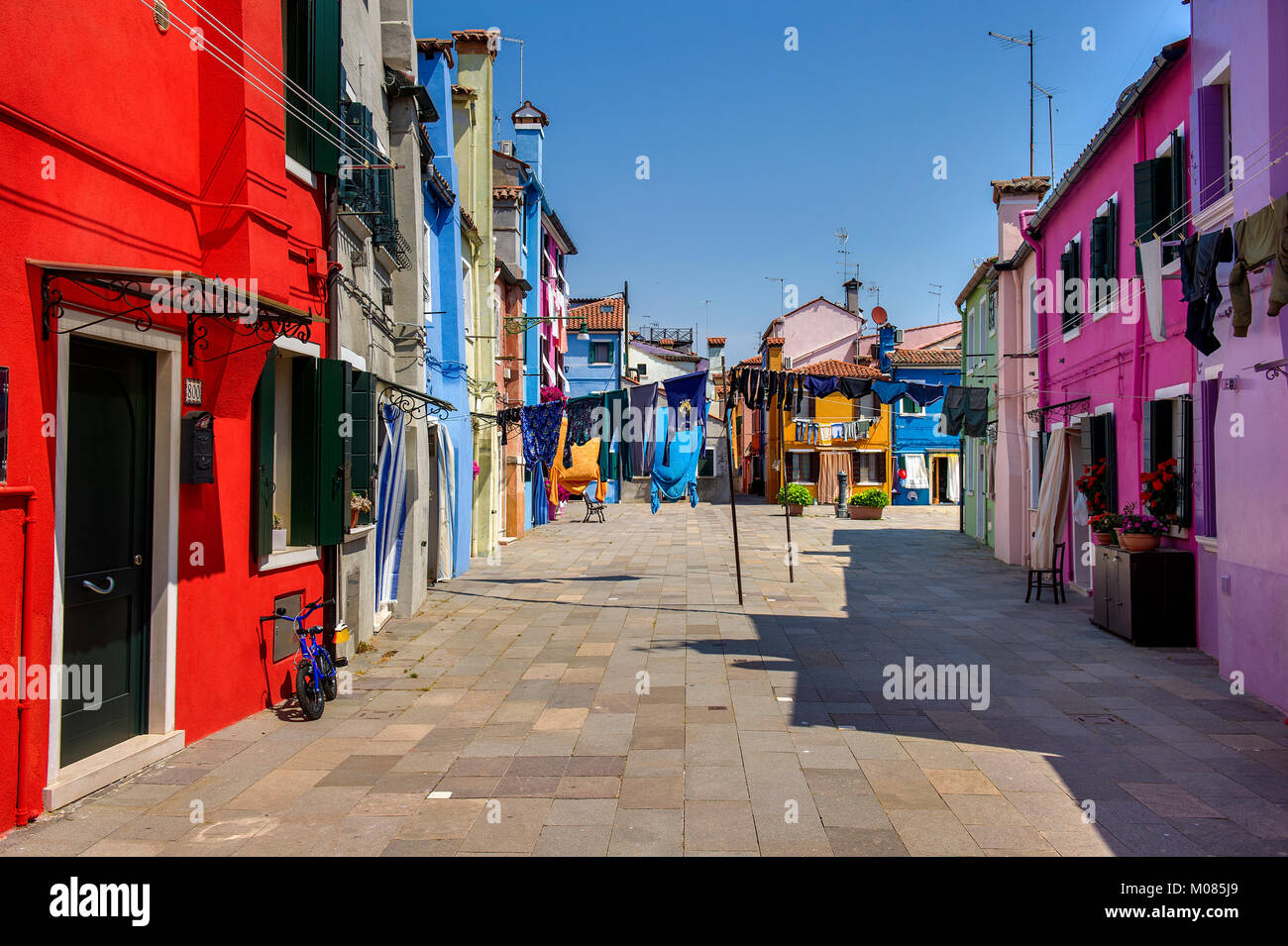 The Island of Burano near Venice, Italy, famous for its pretty multi ...