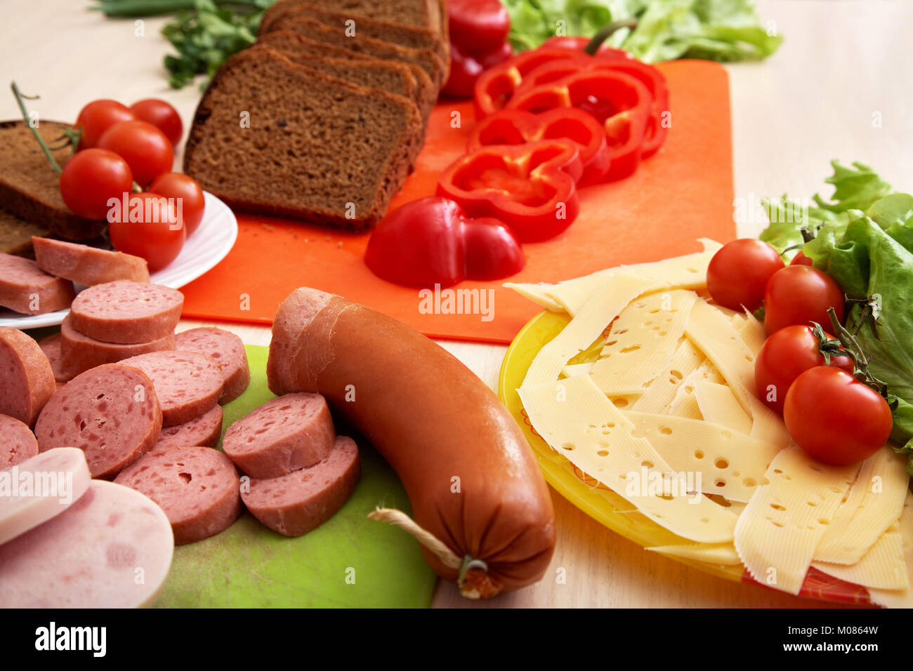 sliced food products Stock Photo - Alamy