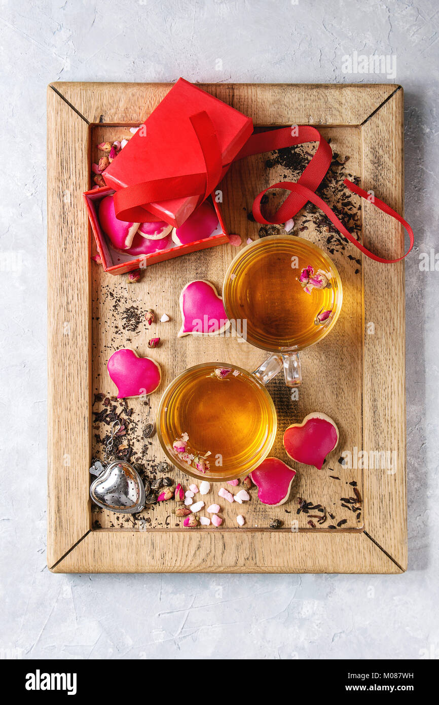 Love Valentine tea greeting card Stock Photo - Alamy