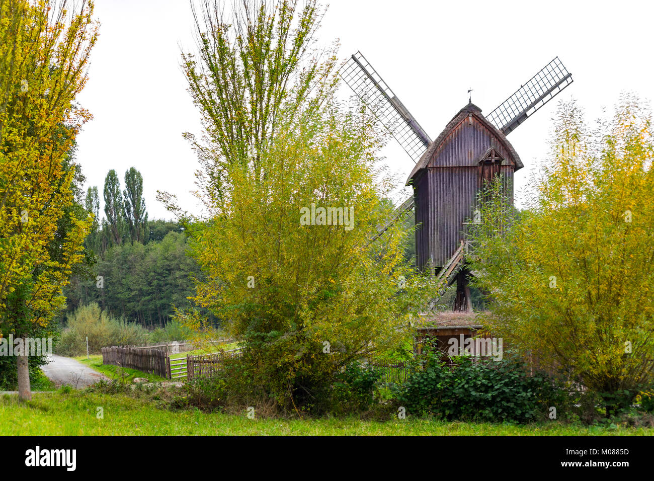 Ancient wooden windmill in Germany Stock Photo - Alamy