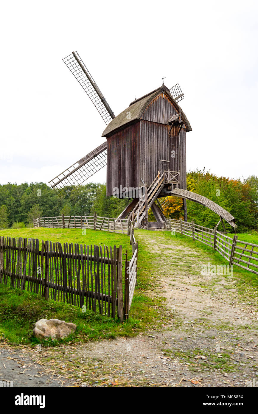 Ancient wooden windmill in Germany Stock Photo - Alamy
