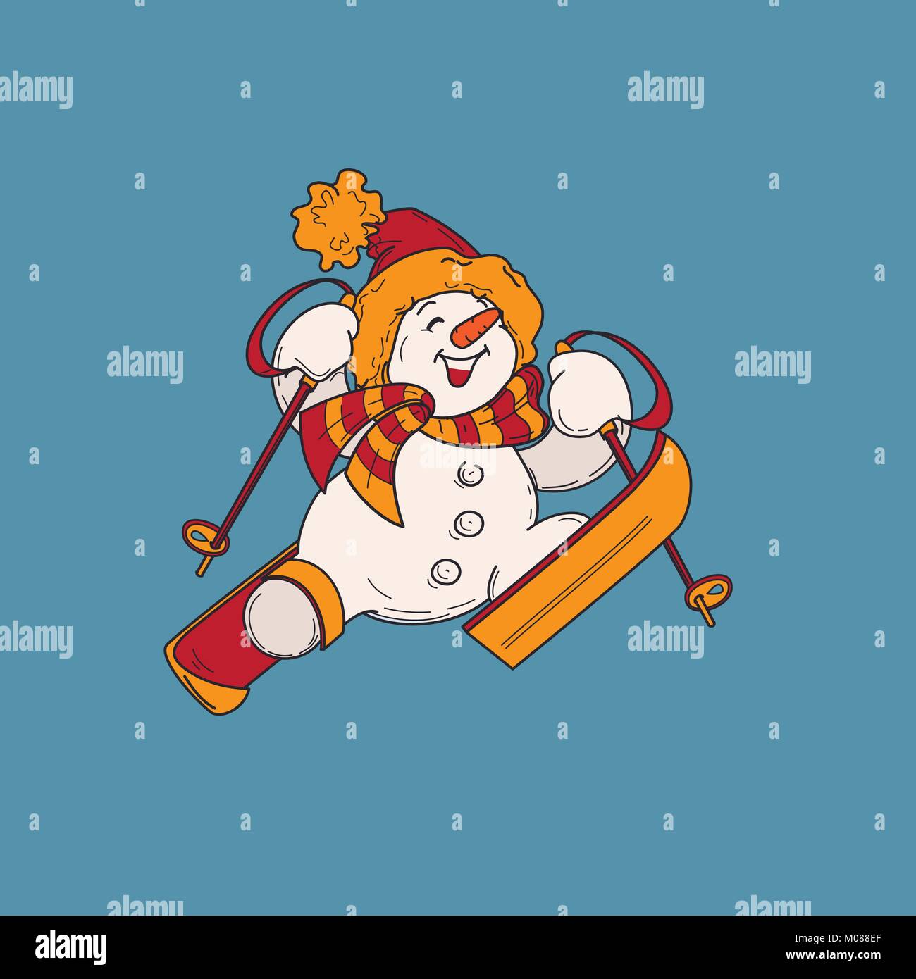 Cute winter snowman in Stock Vector Images - Alamy