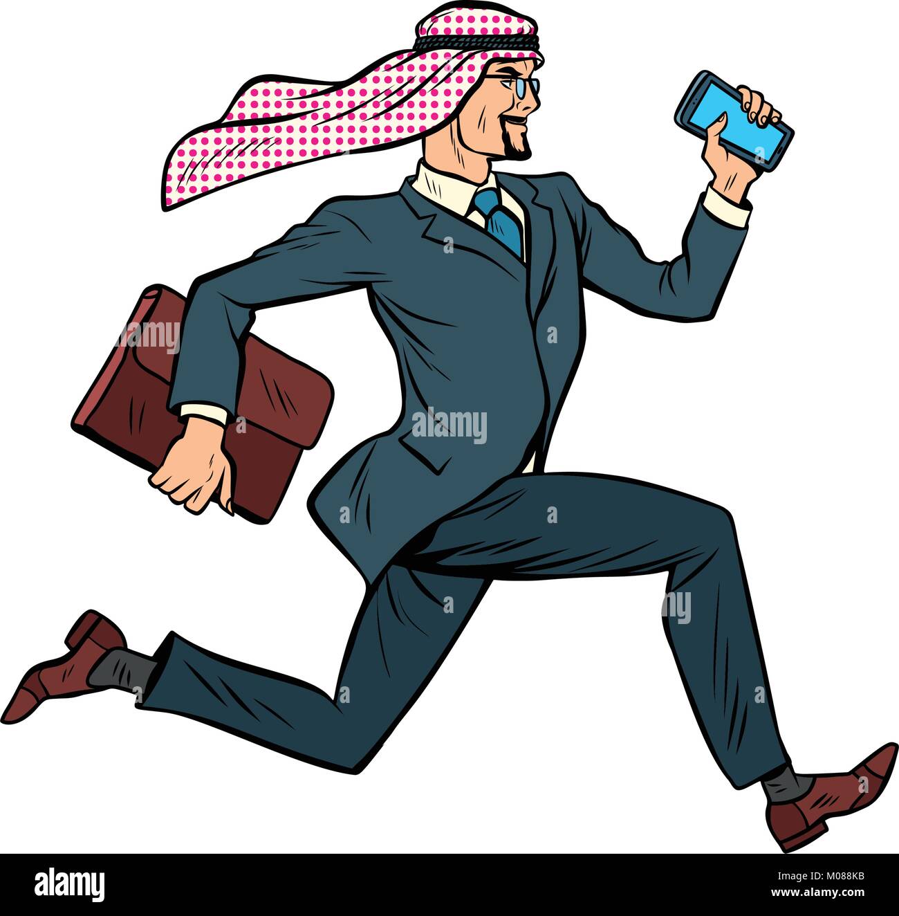 Running Arab businessman isolated on white background Stock Vector ...