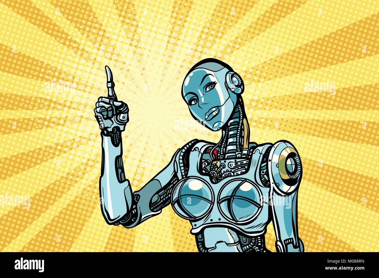 Beautiful woman robot indicates Stock Vector Image & Art - Alamy