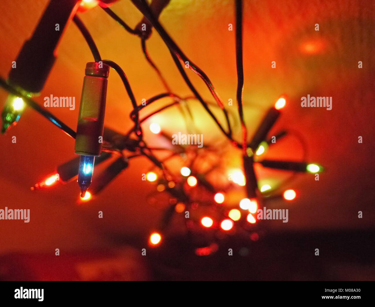 long and multi coloured light chain Stock Photo - Alamy