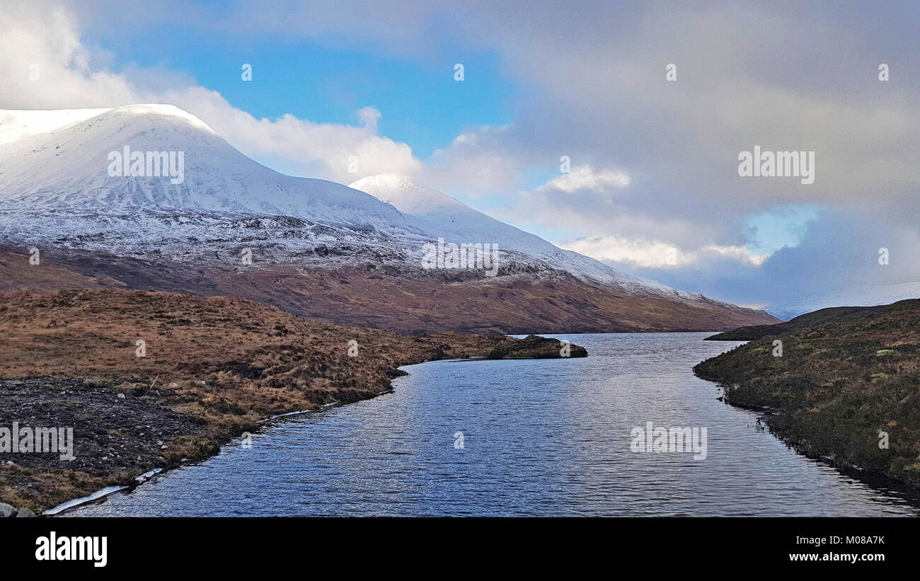 Looking north east along Loch Eilde Mor in the Scottish Highlands ...