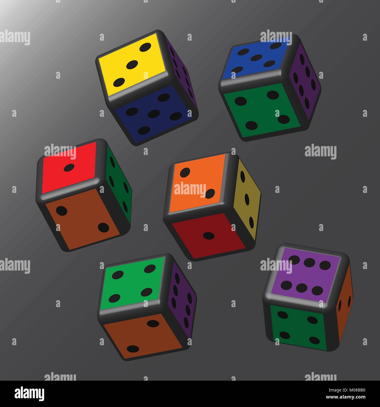 Rainbow Dice with Black Points Stock Vector Image & Art - Alamy