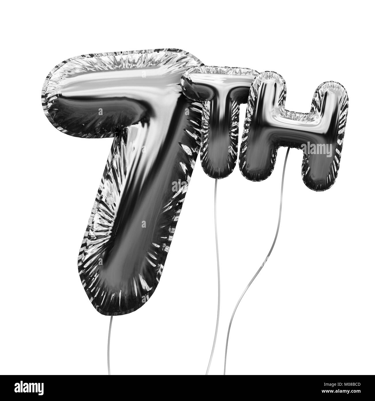 Gold number 7 foil birthday balloon isolated on white. Golden party ...