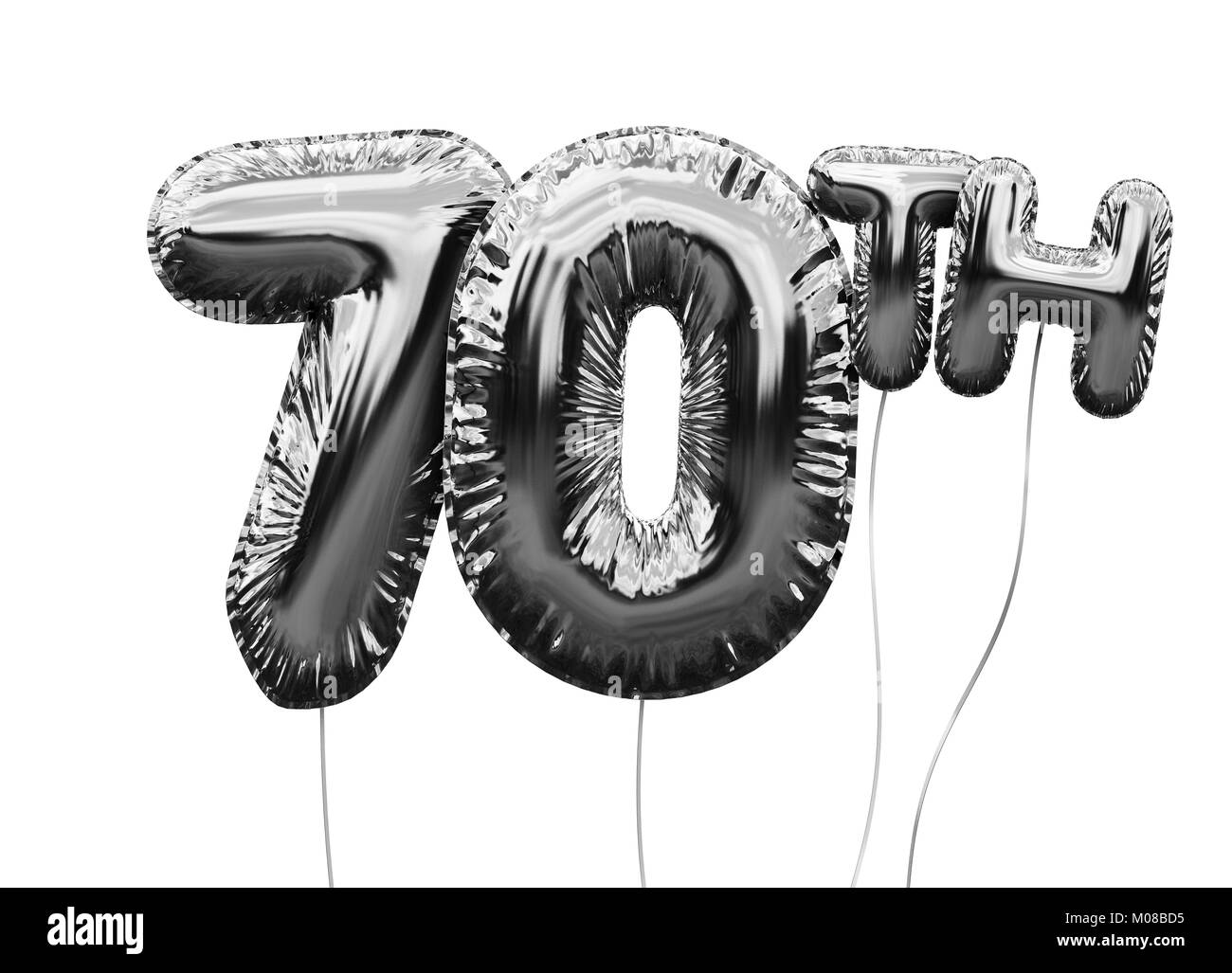 Gold number 70 foil birthday balloon isolated on white. Golden party ...