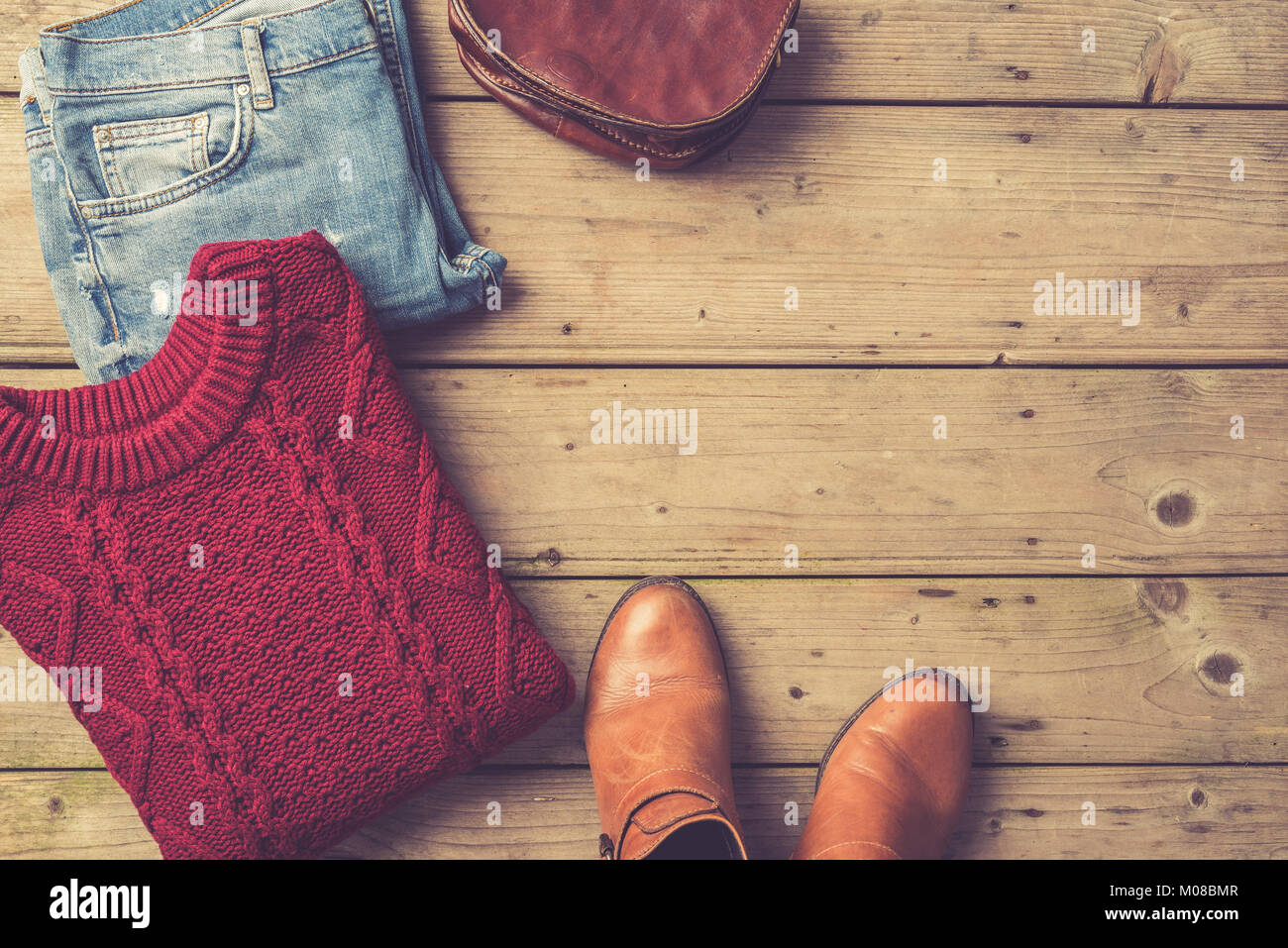 Woman's warm clothes. Fashion background Stock Photo - Alamy