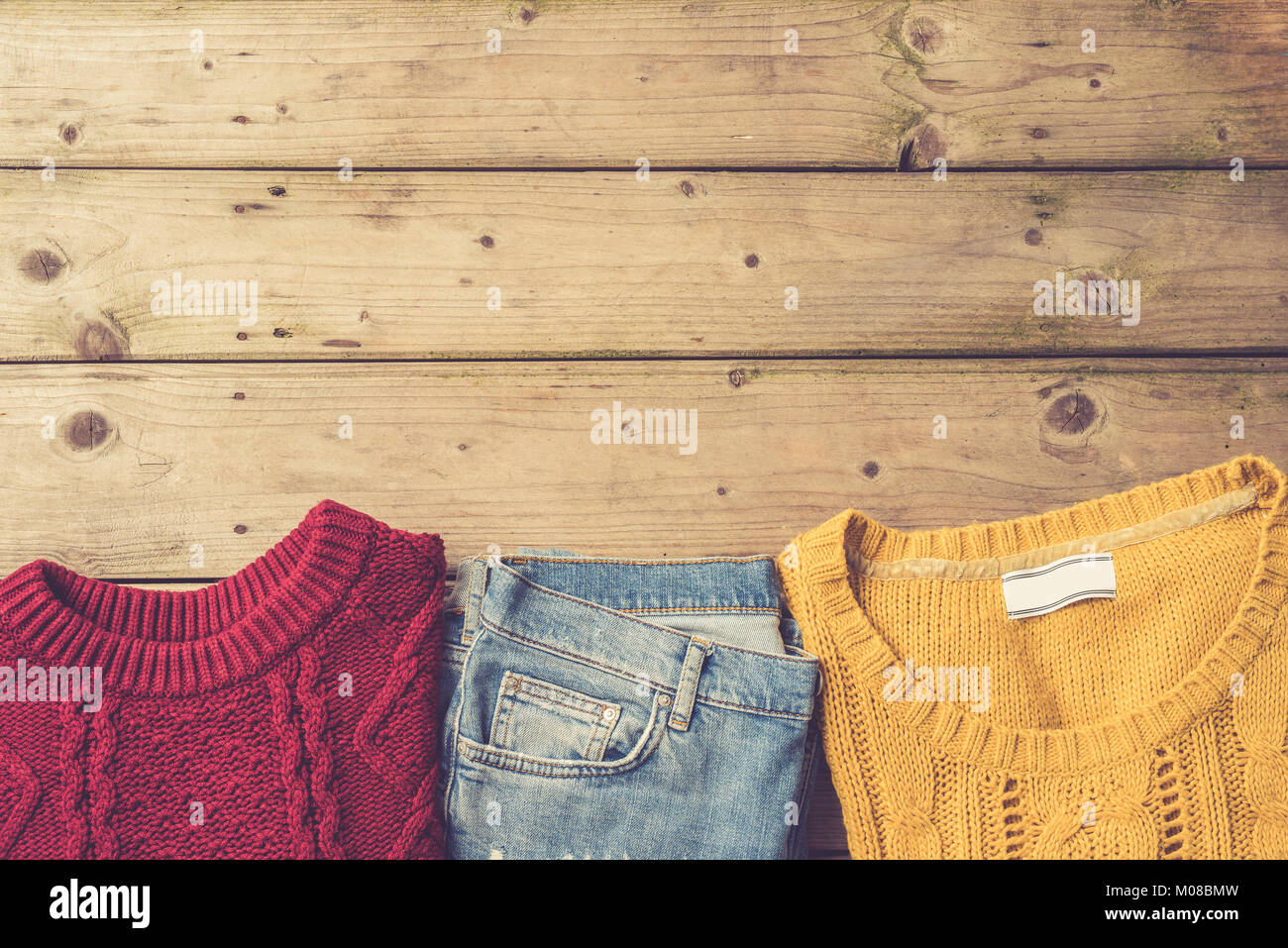 Woman's warm clothes. Fashion background Stock Photo - Alamy