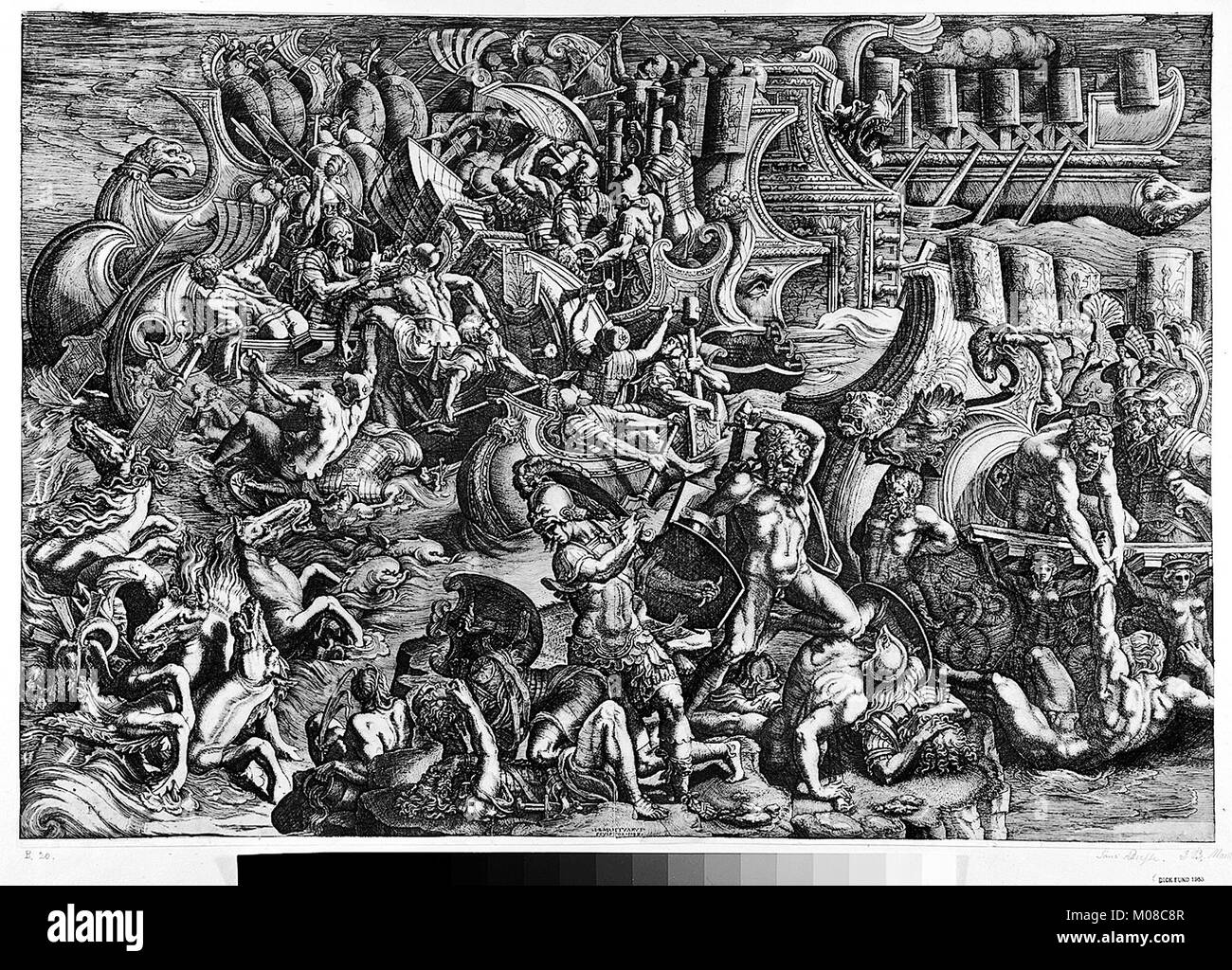 This artwork depicts a naval battle between the Greeks and Trojans ...