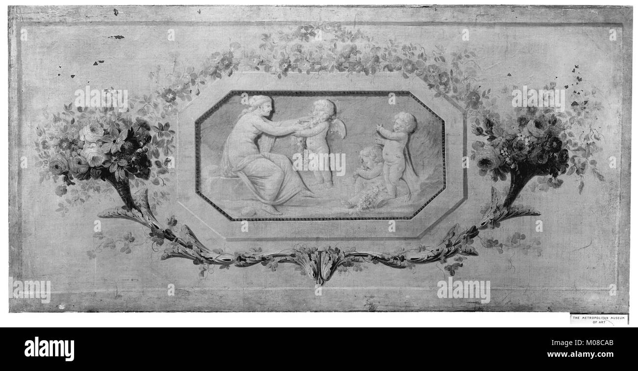 This octagonal medallion features a classical depiction of nymphs and ...