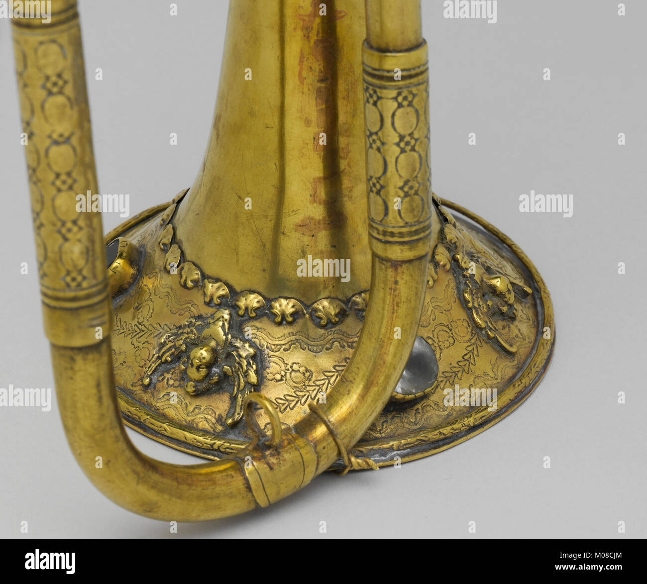 A natural trumpet in the key of D, an early brass wind instrument used ...